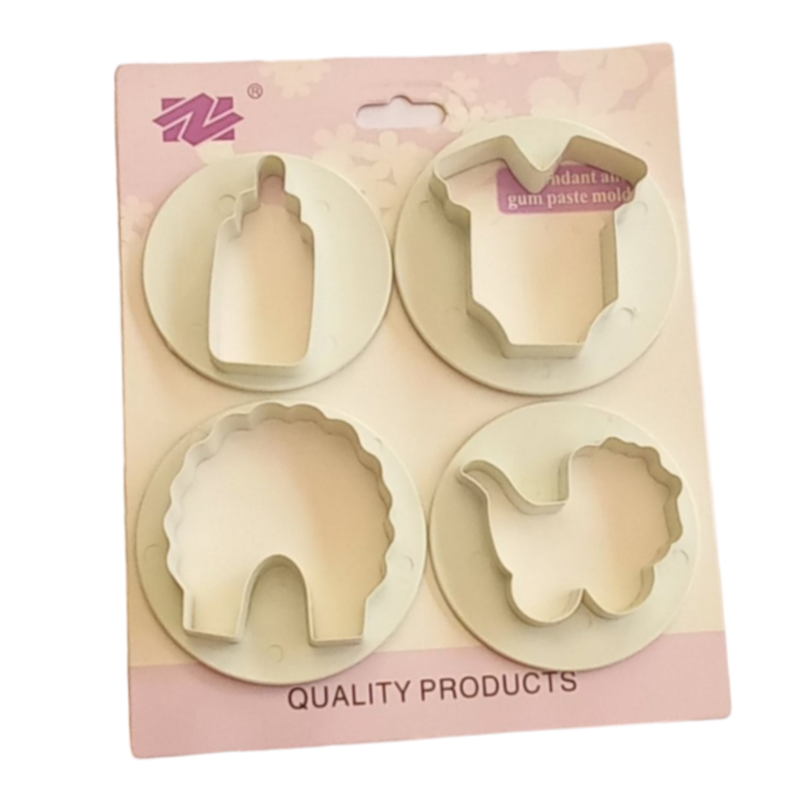 Set cortador plastico baby shower coche, pilucho, babero y mamadera ...